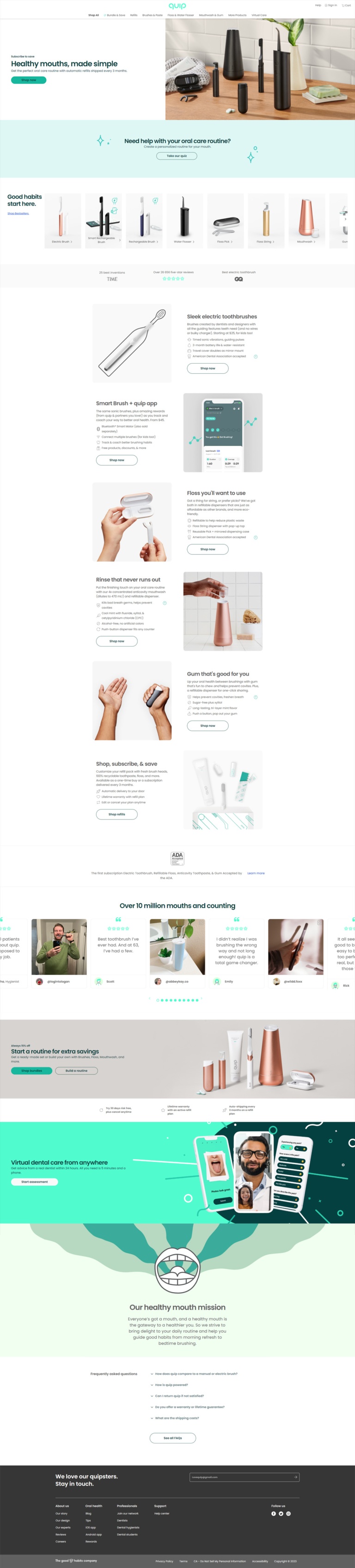 Quip | eCommerce Website Design Gallery & Tech Inspiration