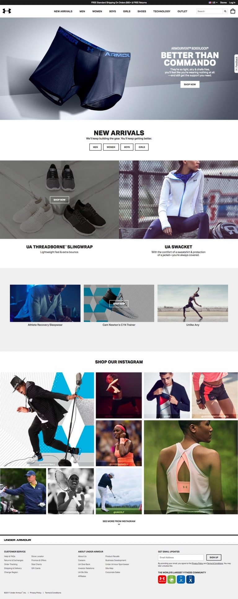 Under Armour | eCommerce Website Design Gallery & Tech Inspiration