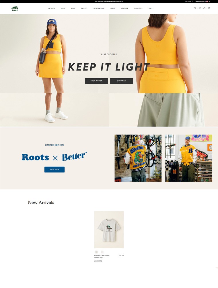 Roots | eCommerce Website Design Gallery & Tech Inspiration