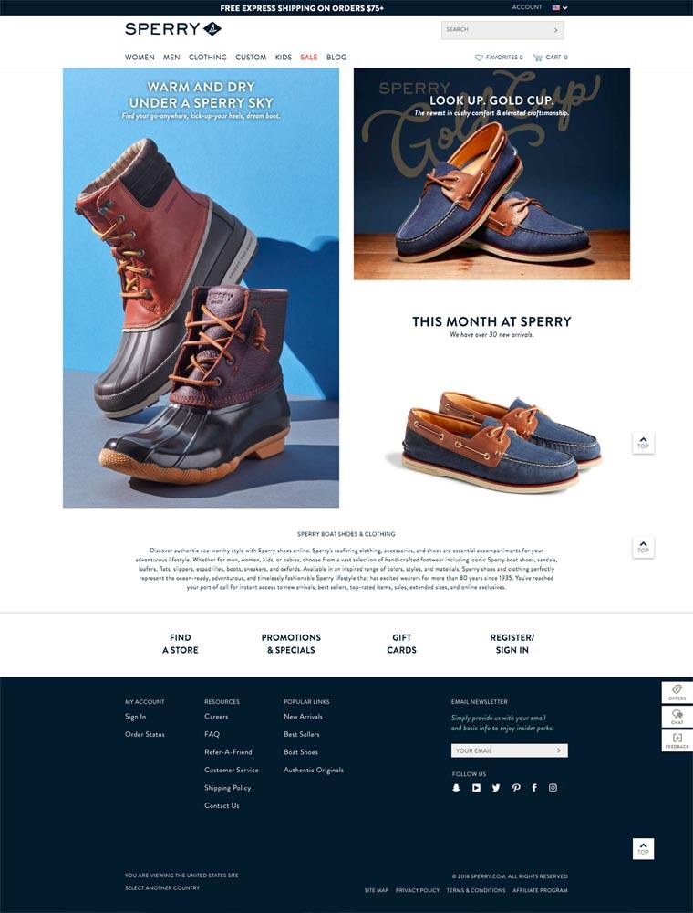 Sperry | eCommerce Website Design Gallery & Tech Inspiration