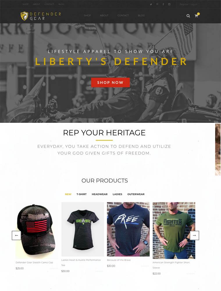 Defender Gear | eCommerce Website Design Gallery & Tech Inspiration