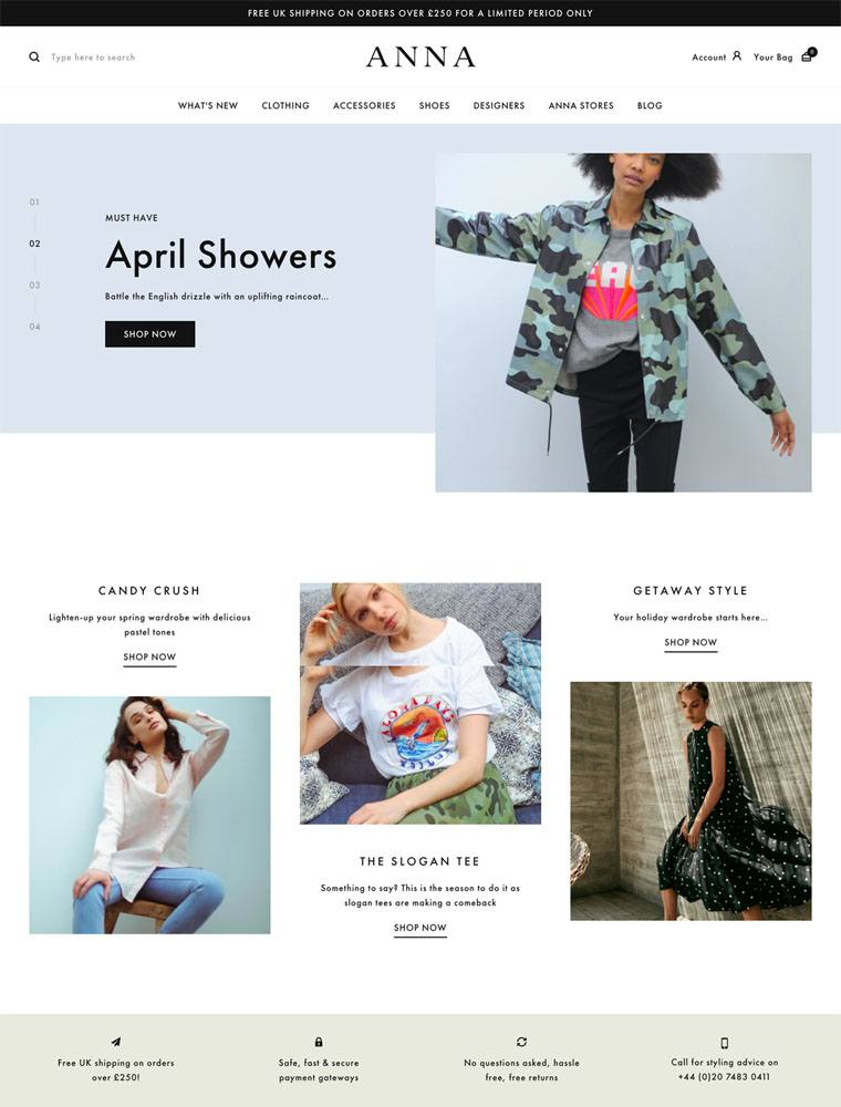 Anna Clothing | eCommerce Website Design Gallery & Tech Inspiration