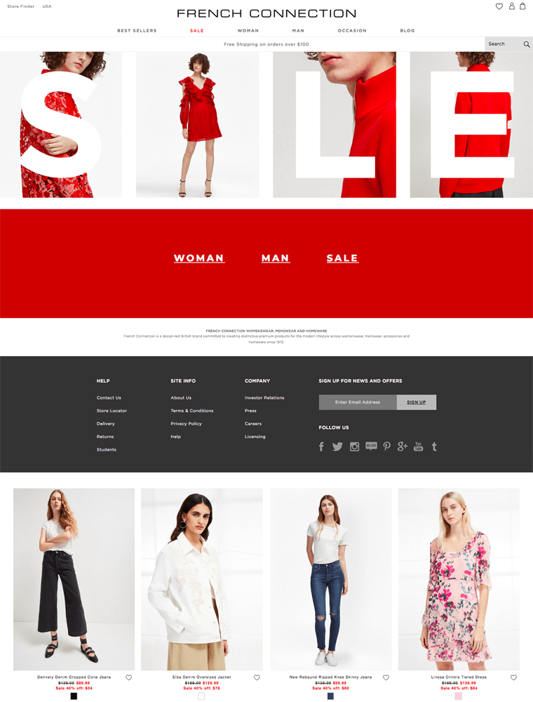 French Connection | eCommerce Website Design Gallery & Tech Inspiration
