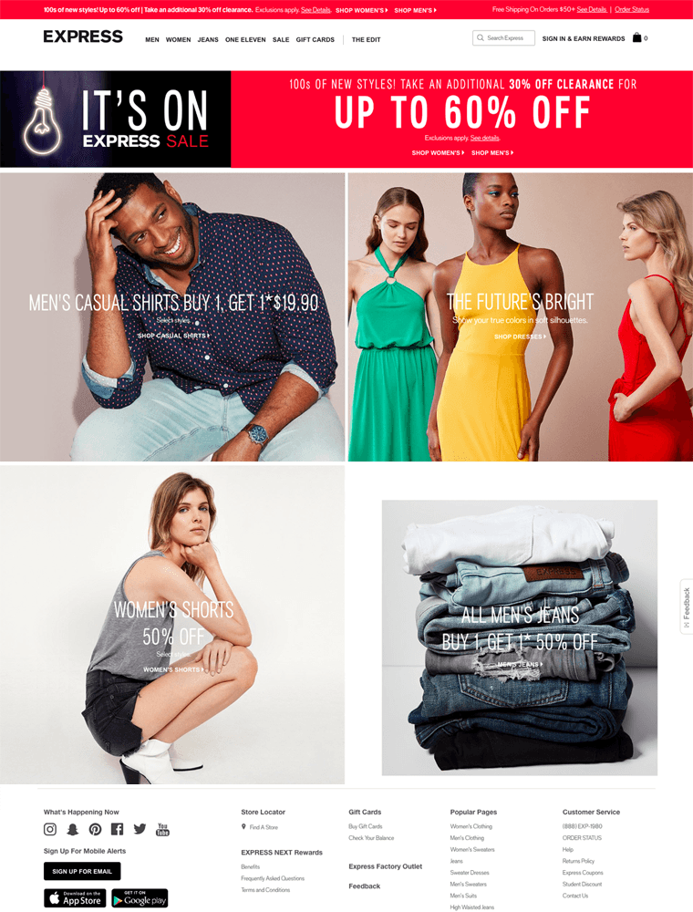 Express | eCommerce Website Design Gallery & Tech Inspiration