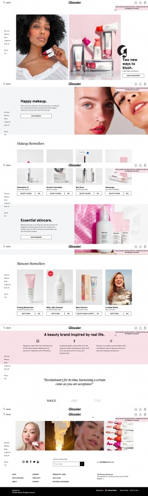 Glossier | eCommerce Website Design Gallery & Tech Inspiration