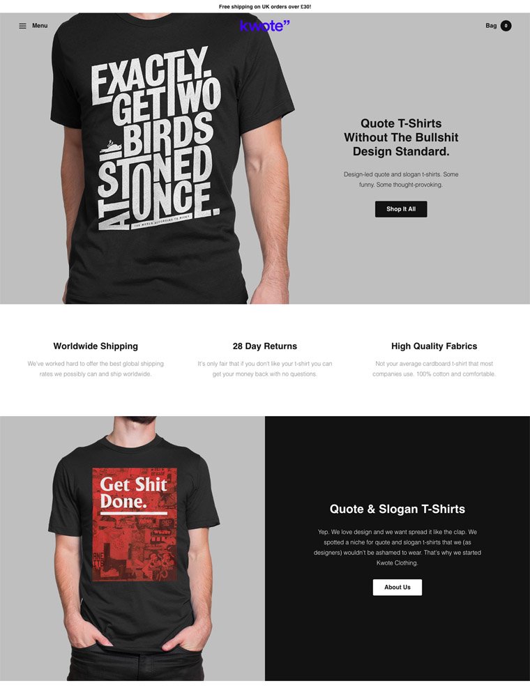 Kwote Clothing | eCommerce Website Design Gallery & Tech Inspiration