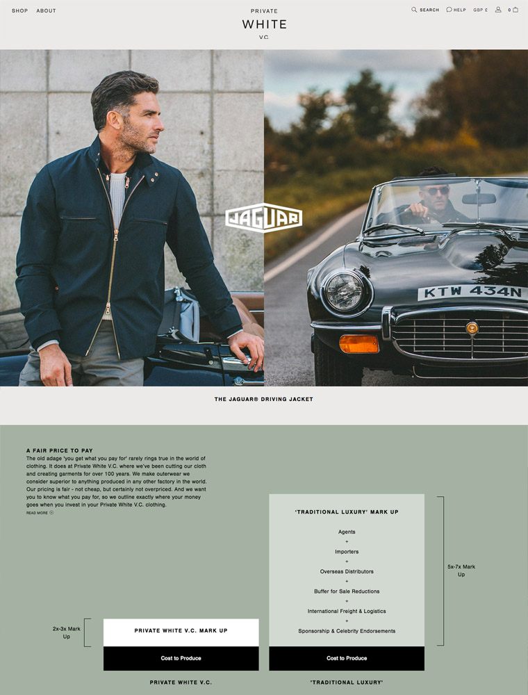 Private White V.C. | eCommerce Website Design Gallery & Tech Inspiration