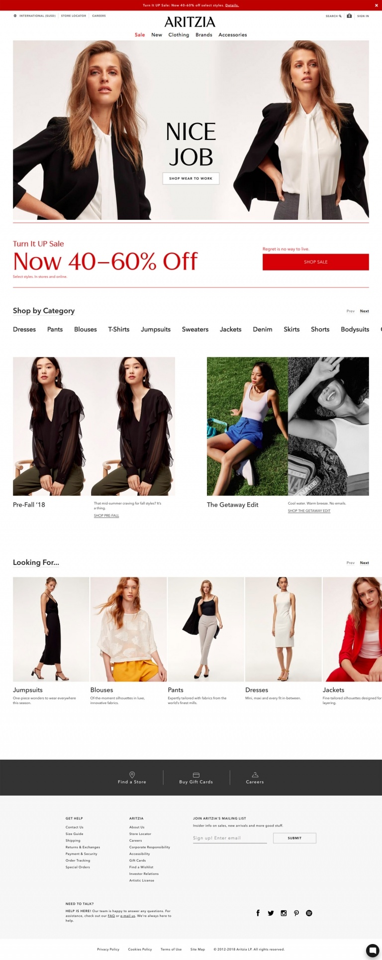 aritzia | eCommerce Website Design Gallery & Tech Inspiration