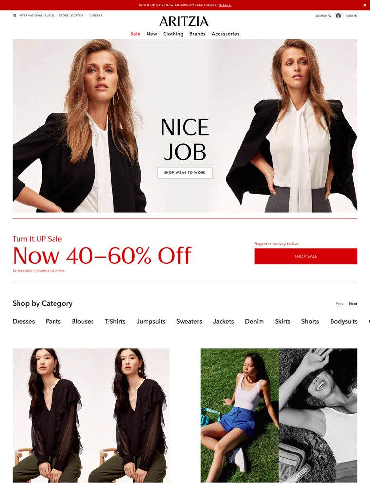aritzia | eCommerce Website Design Gallery & Tech Inspiration