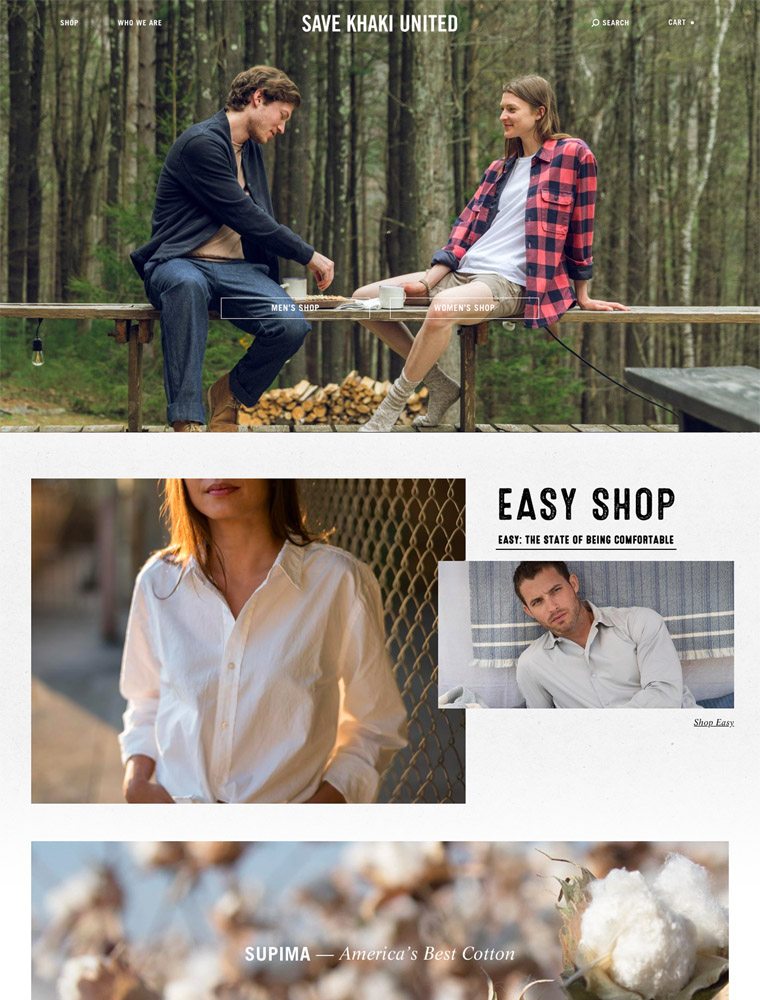 Save Khaki United | eCommerce Website Design Gallery & Tech Inspiration