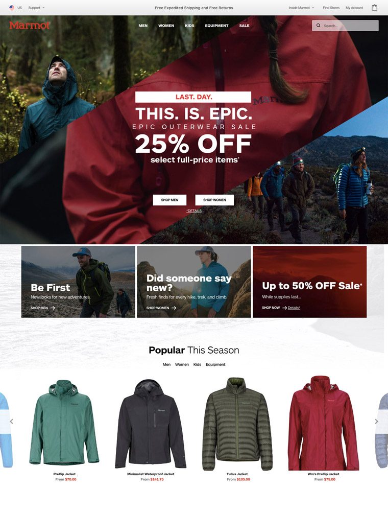 Marmot | eCommerce Website Design Gallery & Tech Inspiration