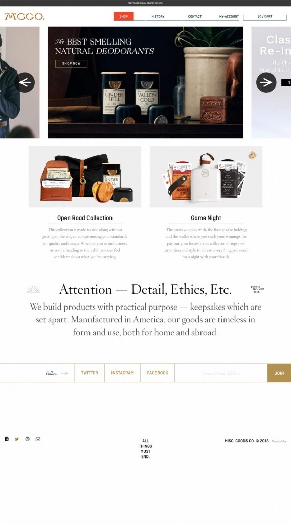 Misc. Goods Co. | eCommerce Website Design Gallery & Tech Inspiration