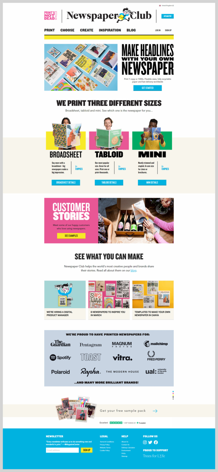 Newspaper Club | eCommerce Website Design Gallery & Tech Inspiration