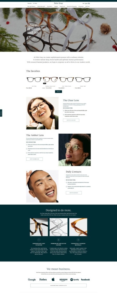 Felix Gray | eCommerce Website Design Gallery & Tech Inspiration