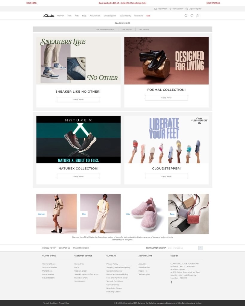 Clarks | eCommerce Website Design Gallery & Tech Inspiration
