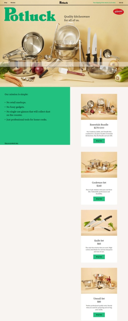 Potluck | eCommerce Website Design Gallery & Tech Inspiration