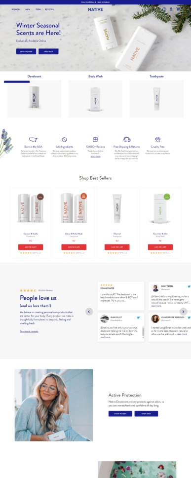 Native | eCommerce Website Design Gallery & Tech Inspiration