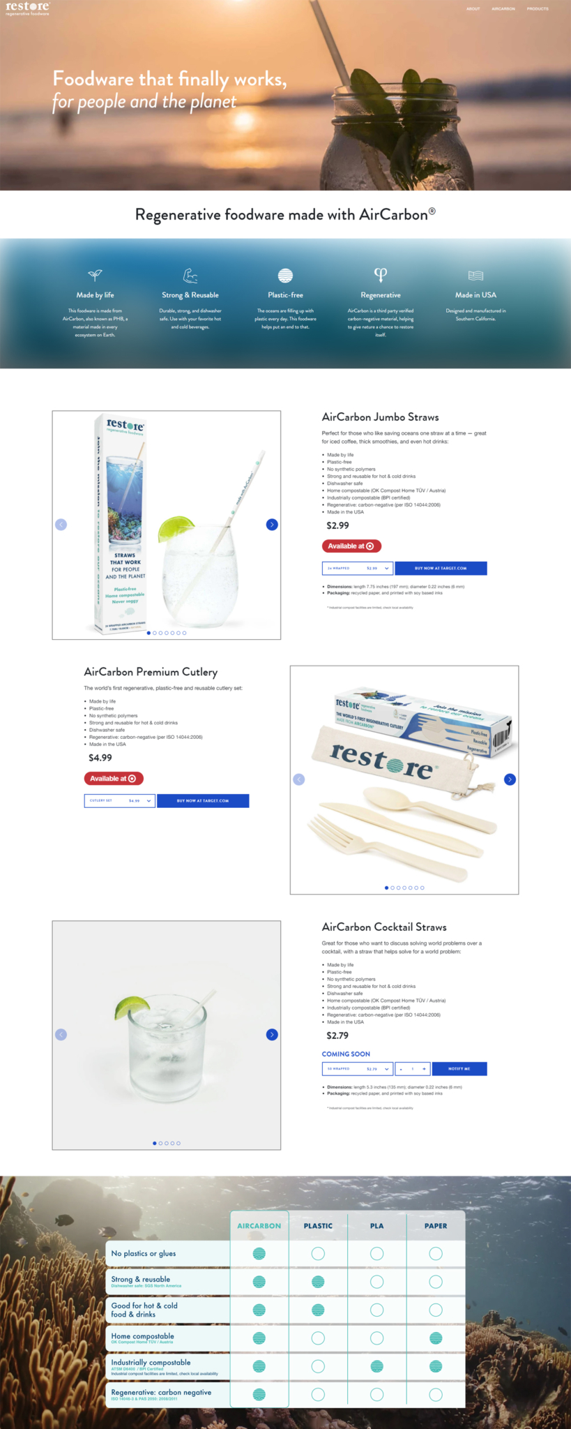 Restore Foodware | eCommerce Website Design Gallery & Tech Inspiration