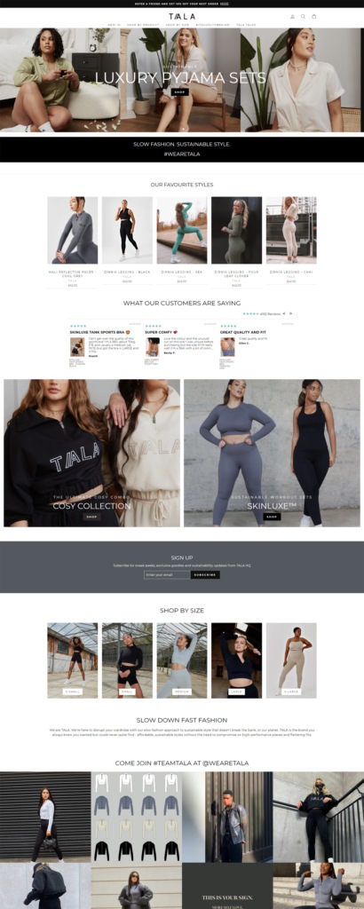 TALA | eCommerce Website Design Gallery & Tech Inspiration