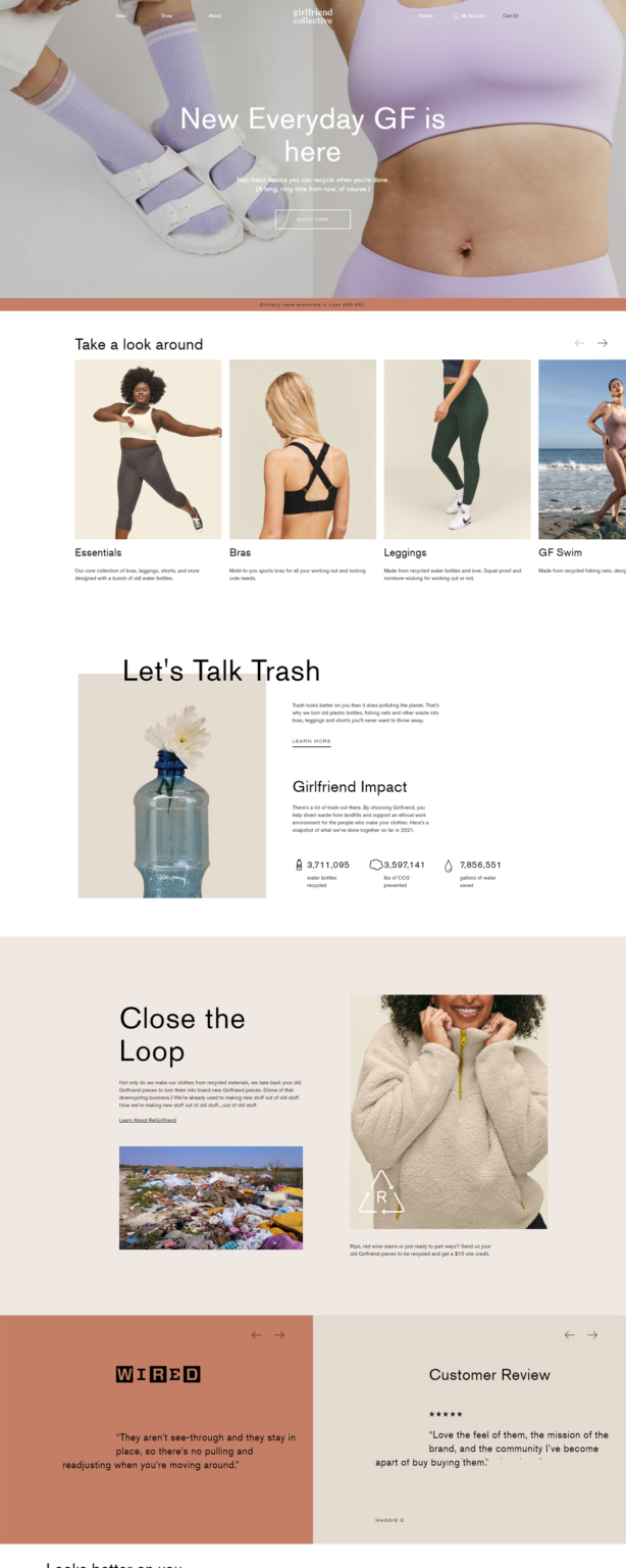 Girlfriend Collective | eCommerce Website Design Gallery & Tech Inspiration