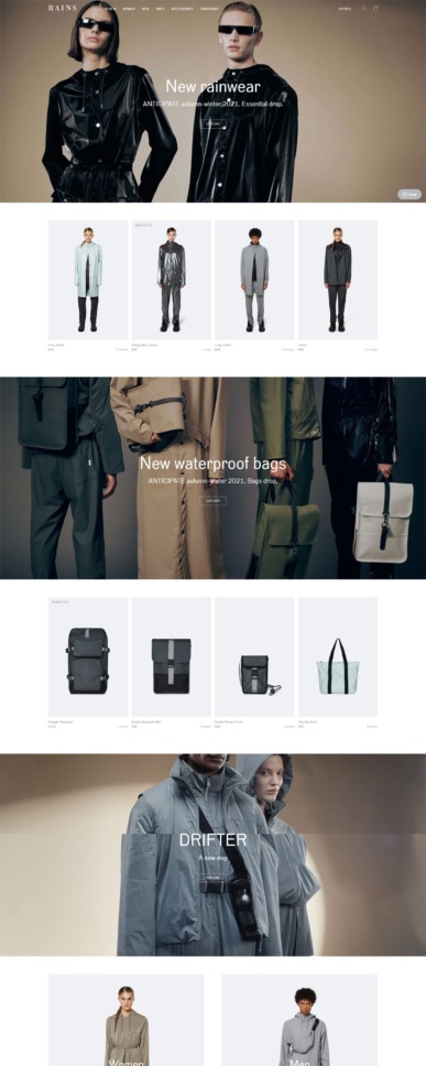 Rains | eCommerce Website Design Gallery & Tech Inspiration