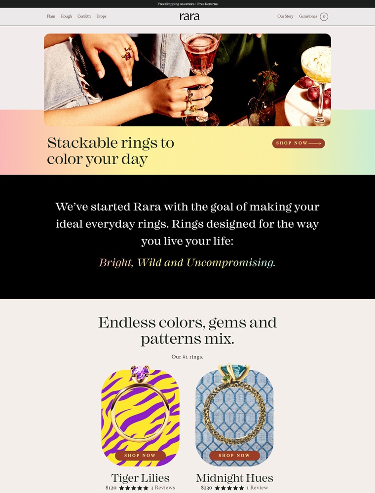 Rara Jewelry | eCommerce Website Design Gallery & Tech Inspiration