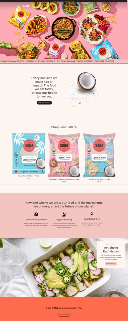Sana Foods | eCommerce Website Design Gallery & Tech Inspiration