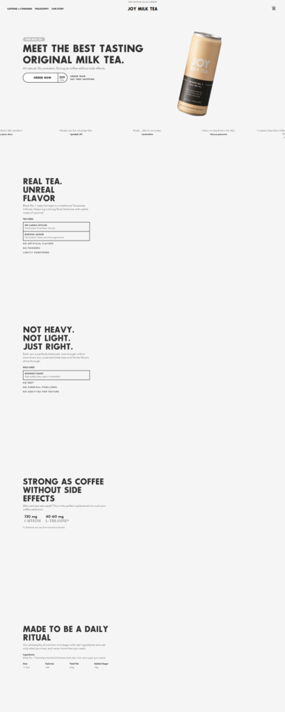 Joy Milk Tea | eCommerce Website Design Gallery & Tech Inspiration