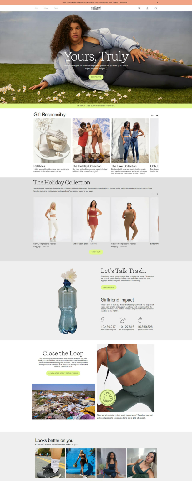 Girlfriend Collective | eCommerce Website Design Gallery & Tech Inspiration