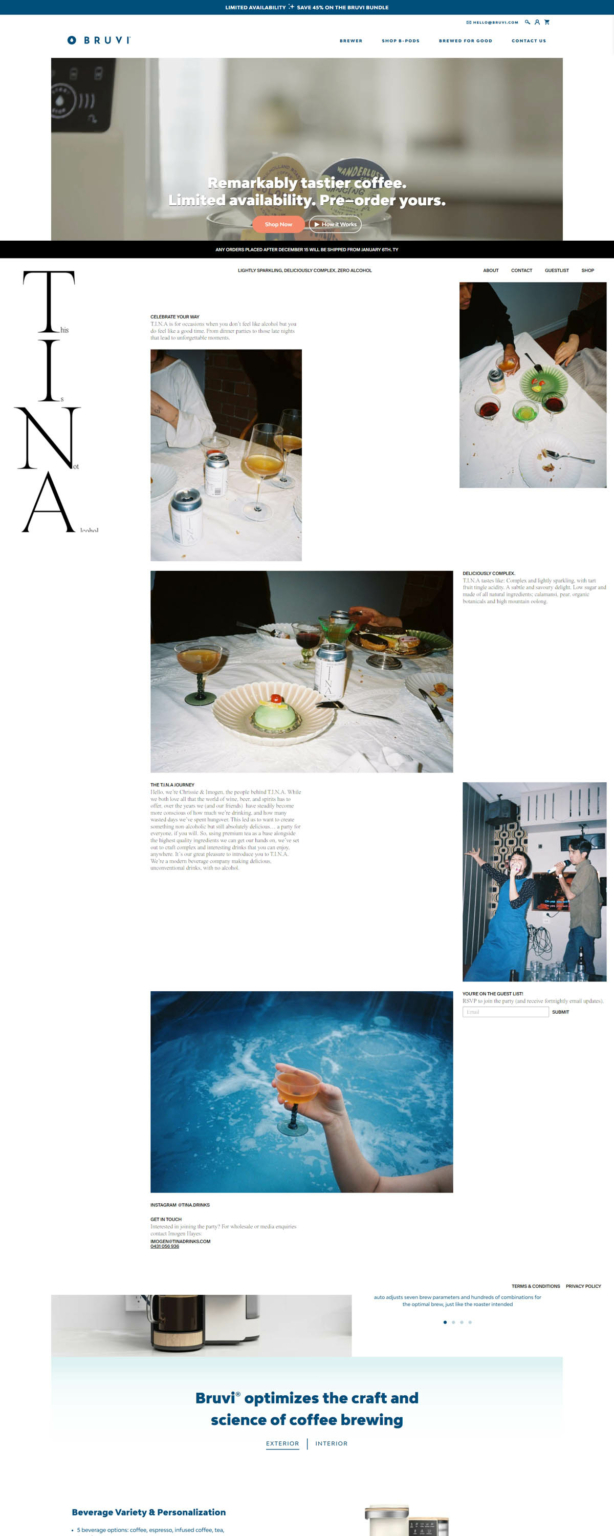 TINA Drinks | eCommerce Website Design Gallery & Tech Inspiration