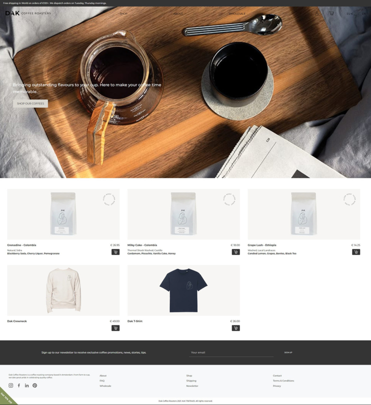 Dak Coffee Roasters | eCommerce Website Design Gallery & Tech Inspiration