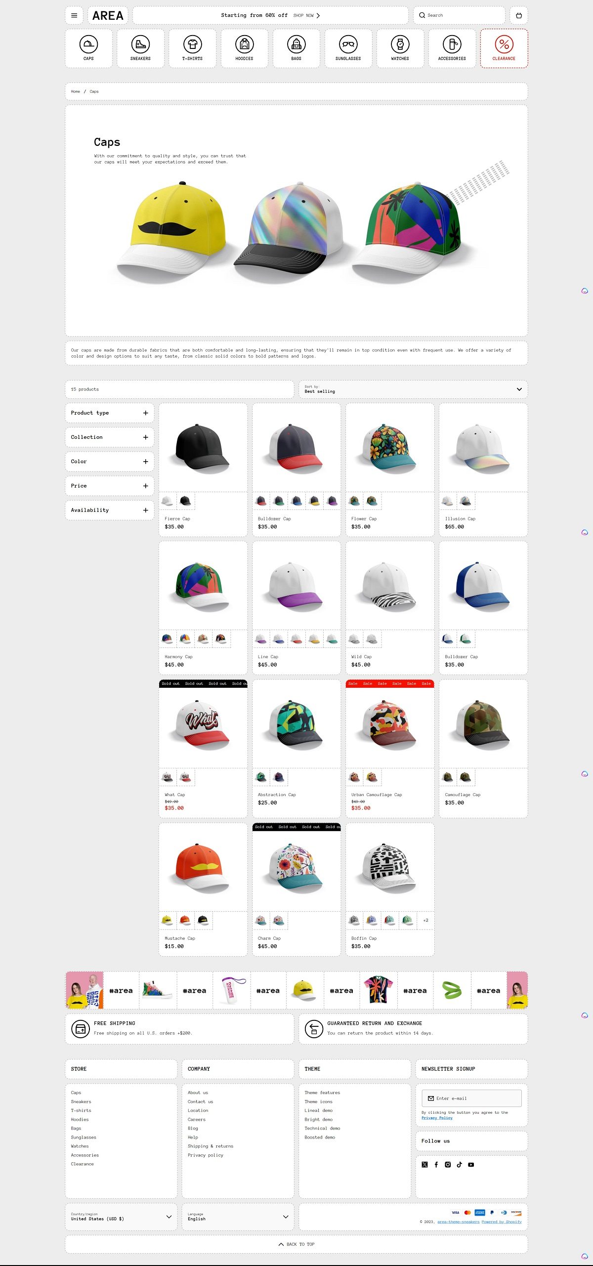 Area | eCommerce Website Design Gallery & Tech Inspiration