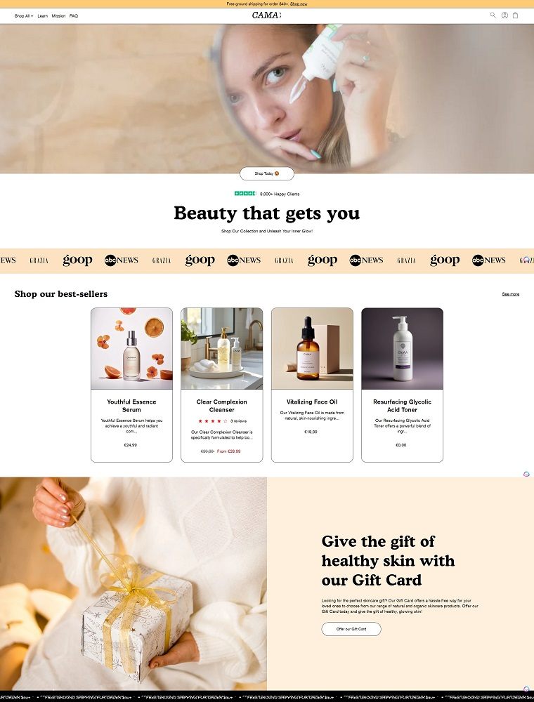 Cama | eCommerce Website Design Gallery & Tech Inspiration