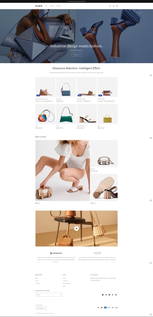 Dawn Shopify Theme | eCommerce Website Design Gallery & Tech Inspiration