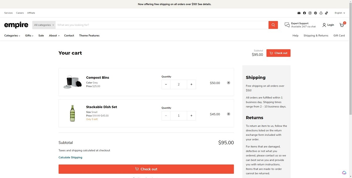Empire | eCommerce Website Design Gallery & Tech Inspiration