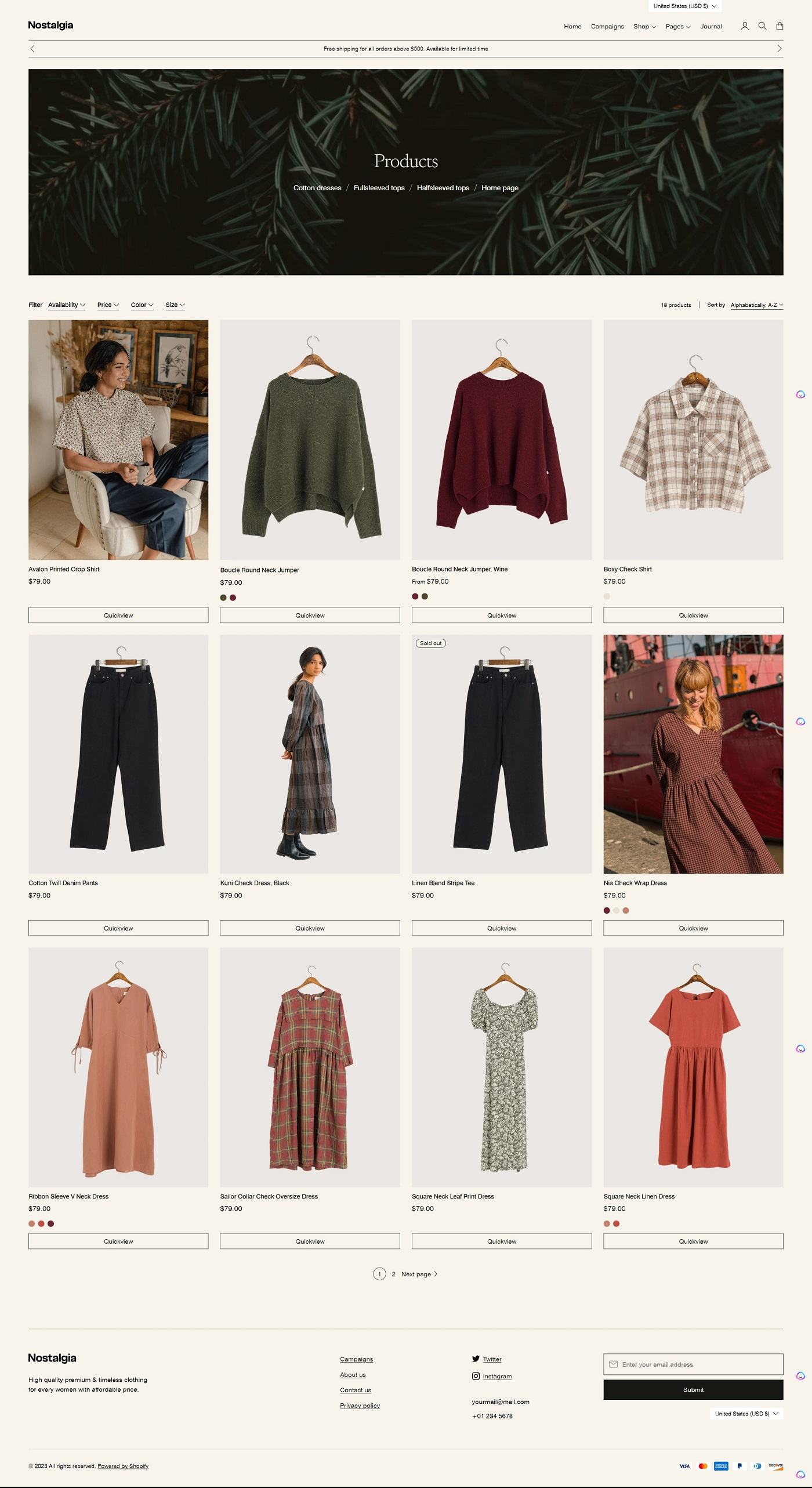 Nostalgia | eCommerce Website Design Gallery & Tech Inspiration