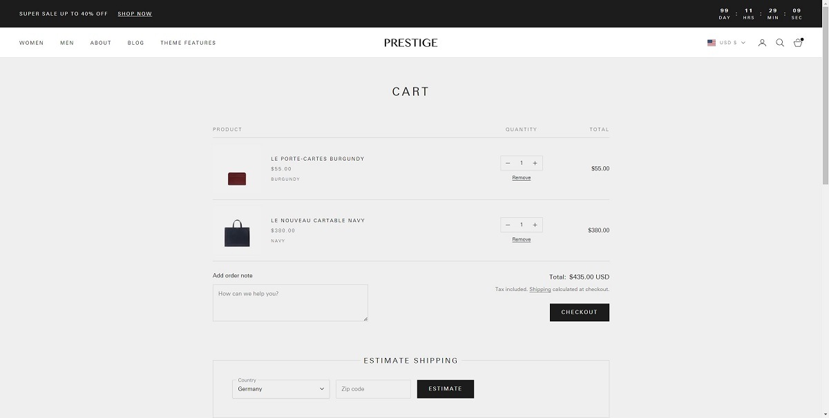 Prestige Shopify Theme | eCommerce Website Design Gallery & Tech ...