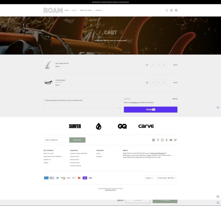 Roam | eCommerce Website Design Gallery & Tech Inspiration