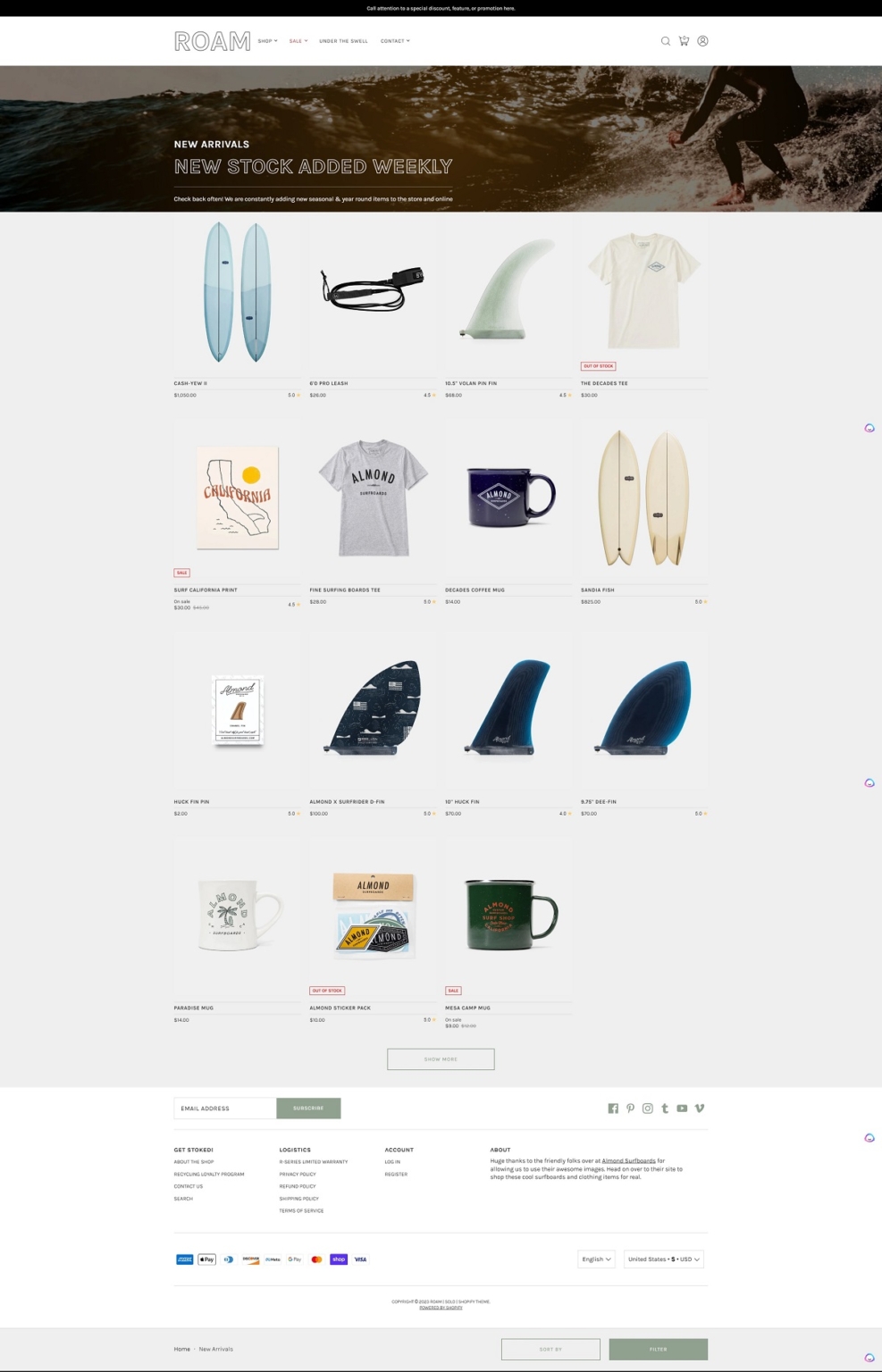 Roam | eCommerce Website Design Gallery & Tech Inspiration