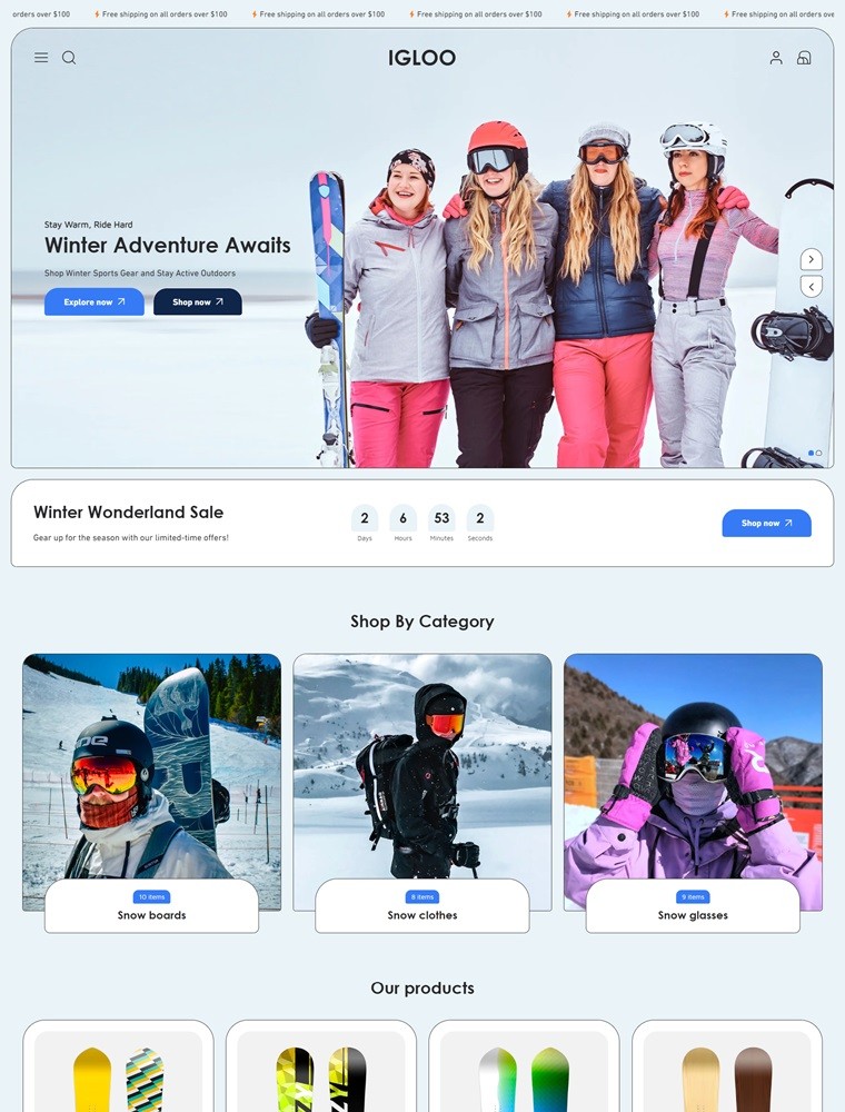 Igloo Shopify Theme | eCommerce Website Design Gallery & Tech Inspiration
