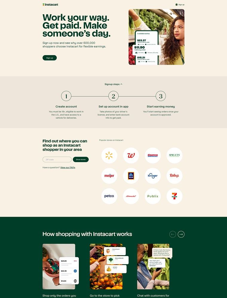 Instacart Shoppers | eCommerce Website Design Gallery & Tech Inspiration