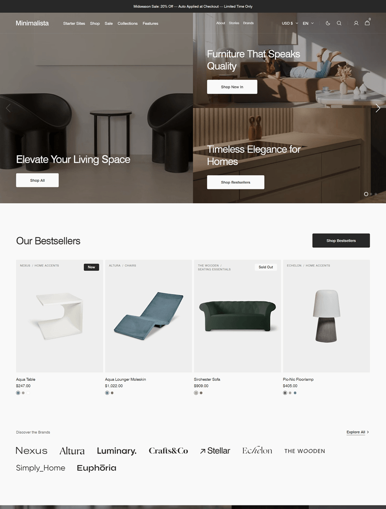Minimalista | eCommerce Website Design Gallery & Tech Inspiration