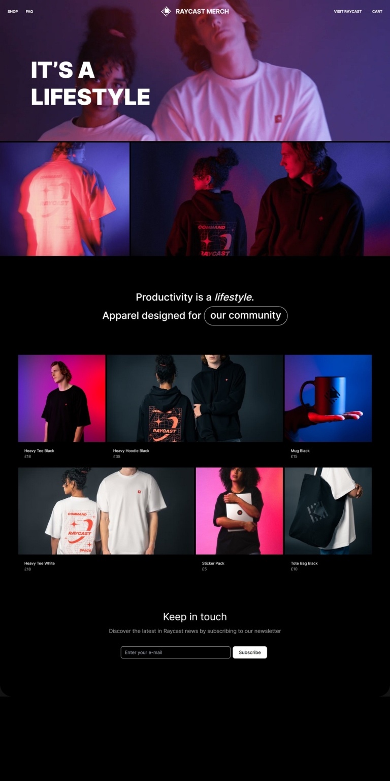 Raycast Merch | eCommerce Website Design Gallery & Tech Inspiration