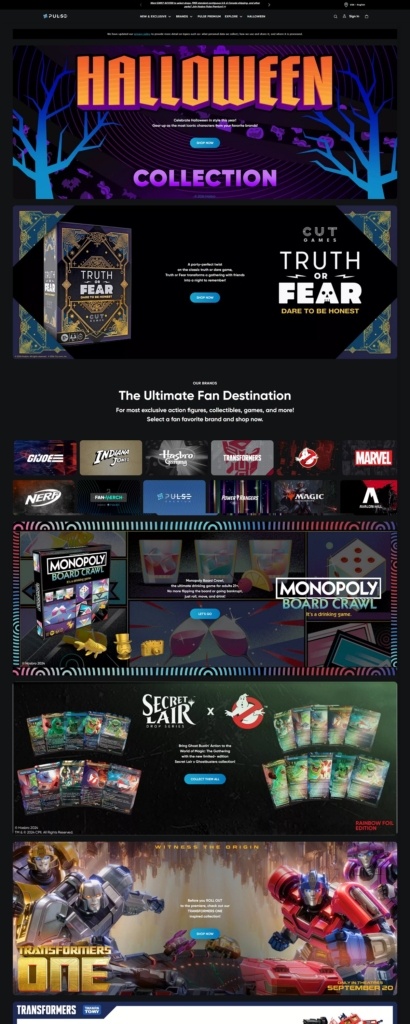 Hasbro Pulse | eCommerce Website Design Gallery & Tech Inspiration