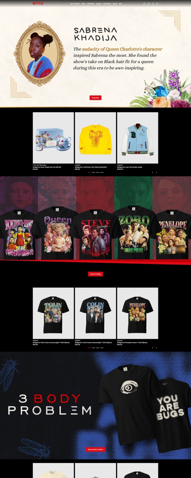 Netflix Shop | eCommerce Website Design Gallery & Tech Inspiration