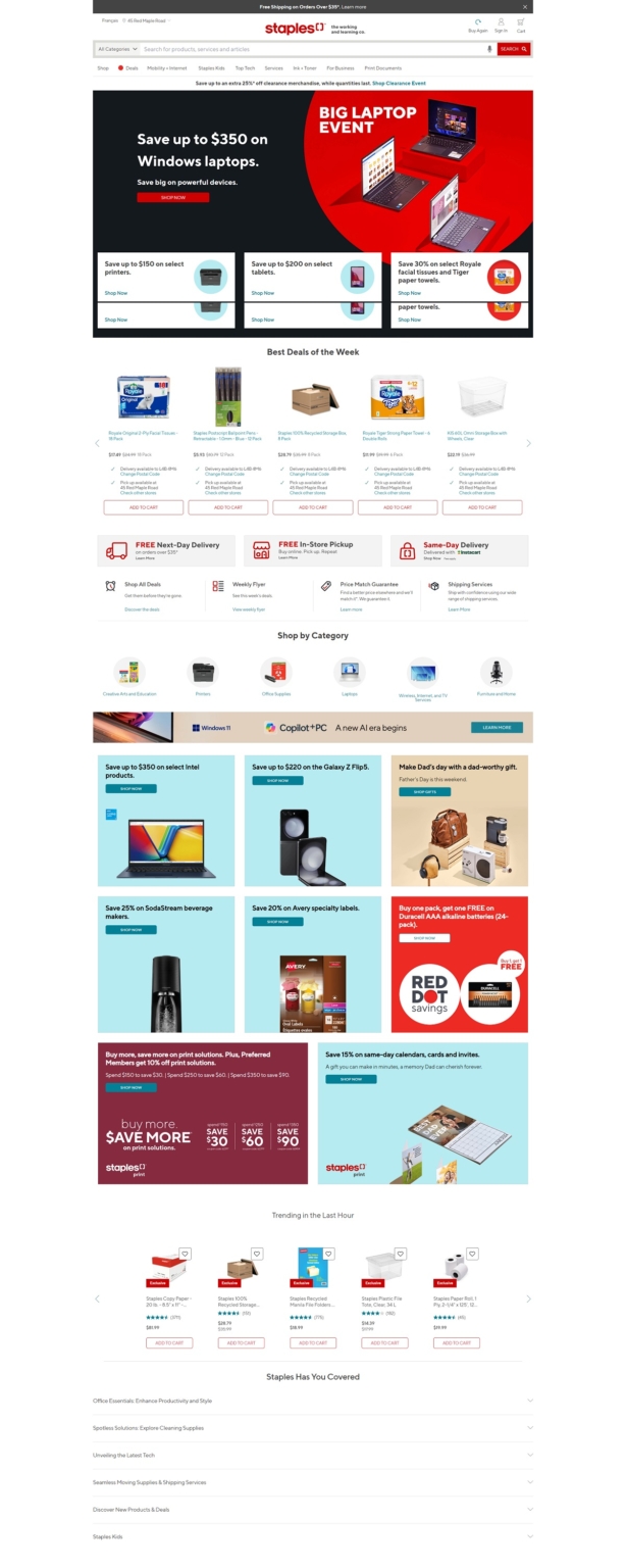 Staples | eCommerce Website Design Gallery & Tech Inspiration