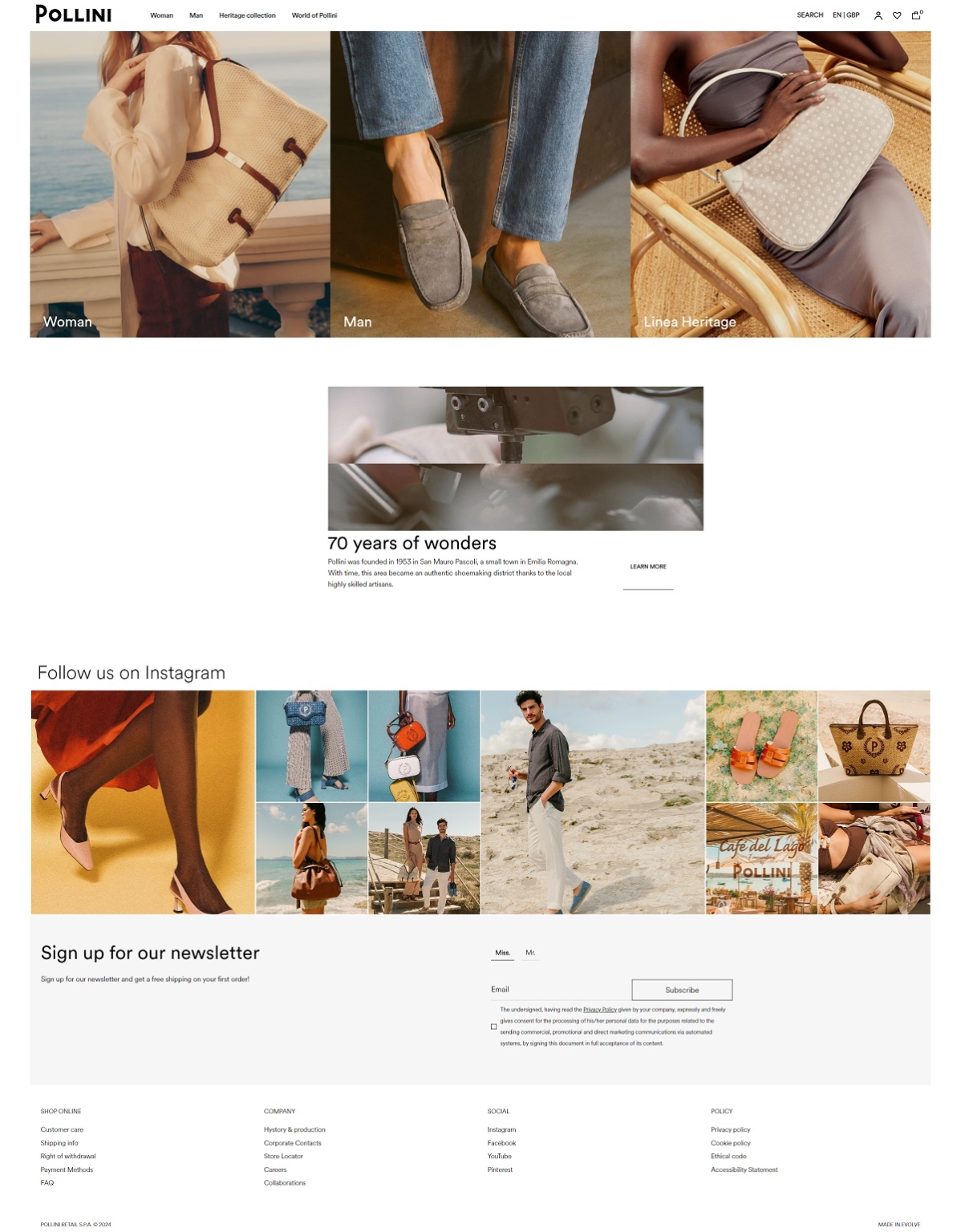 Pollini | eCommerce Website Design Gallery & Tech Inspiration