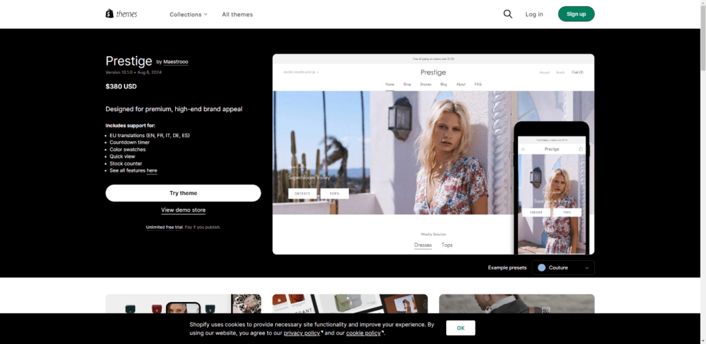 Prestige Shopify Theme Review: The Ultimate Guide | eCommerce Website Design Gallery & Tech ...