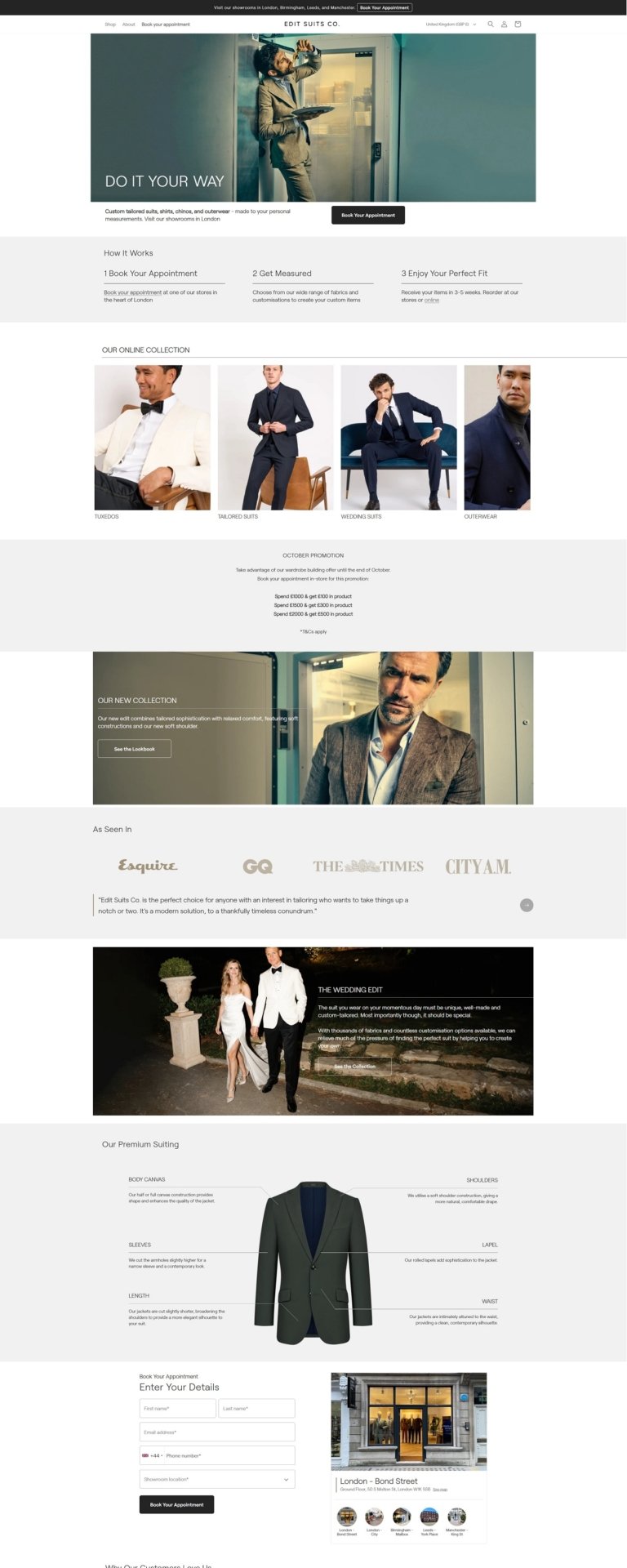 Edit Suits | eCommerce Website Design Gallery & Tech Inspiration