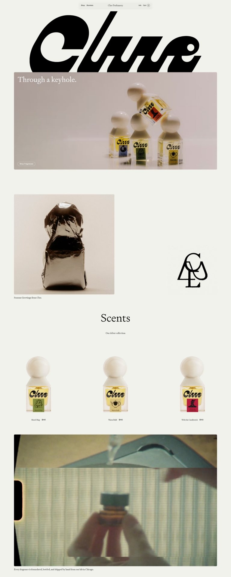 Clue Perfumery | eCommerce Website Design Gallery & Tech Inspiration